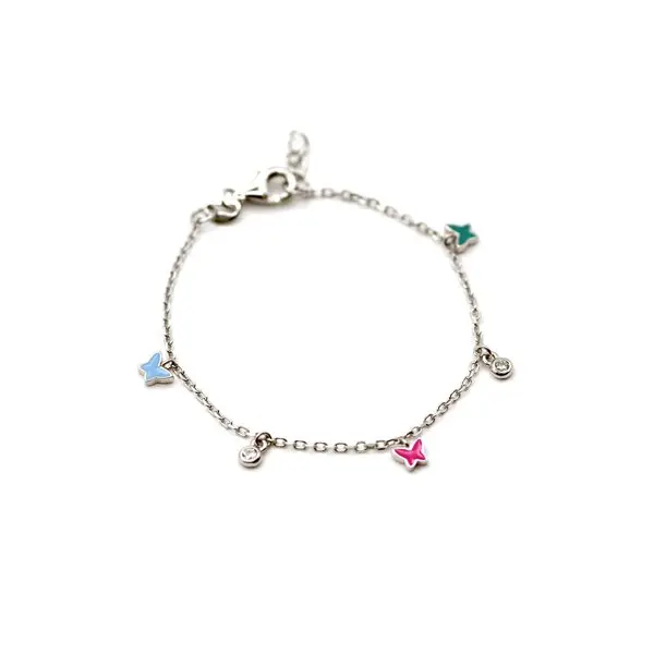 VICSTONENYC FINE JEWELRY Butterfly Bracelet For Baby - White