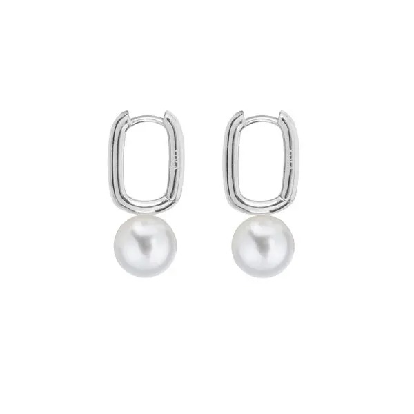 ORA PEARLS Silver / White Aetis Pearl Hoop Earrings-silver - Silver/white