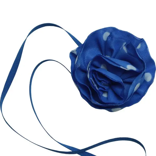 2KSTYLE Ulya Polka-dot Fabric Flower Choker - Blue