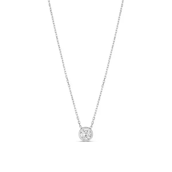 SHYMI Mini Bezel Solitaire Necklace Round - Silver