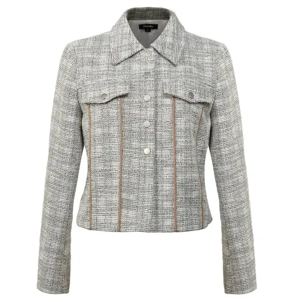 SMART AND JOY Crop Jacket With Pocket Flaps And Bias - Brown