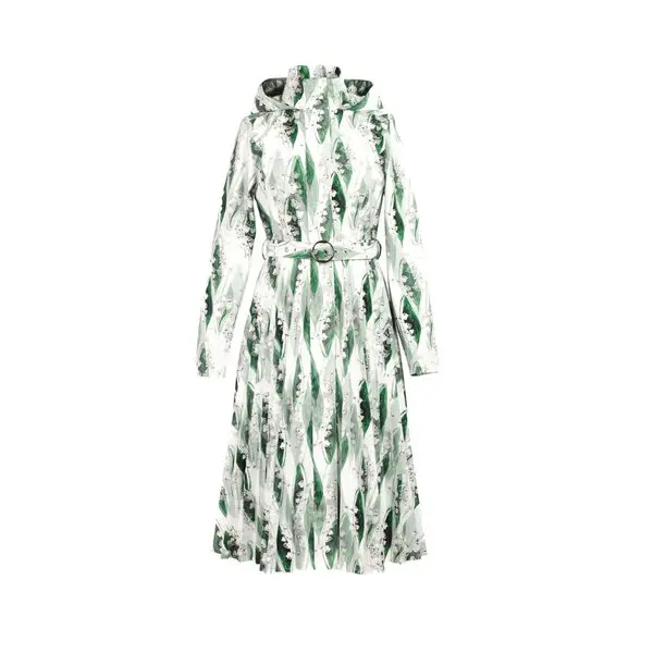 RAINSISTERS Floral Spring Coat Coat With Pleated Skirt: Whispers Of May - Green