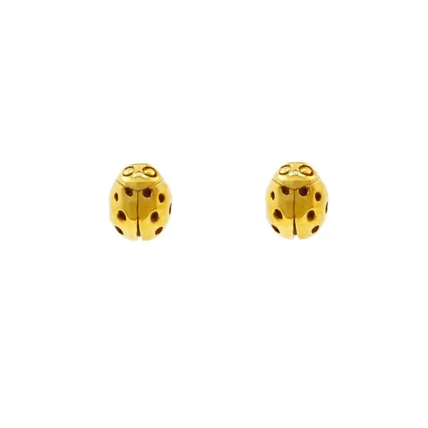 LEE RENEE Ladybird Earrings Wings Closed - Gold