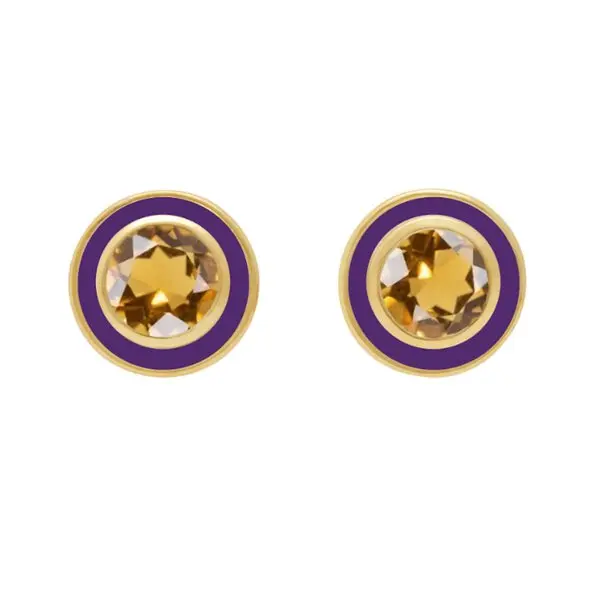 AUGUSTINE JEWELS Citrine Enamel Earrings - Purple