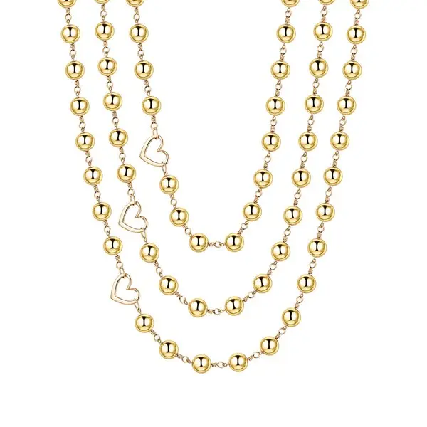 REJECTED HEARTS CLUB Ie Hematite Beaded Socialite Layered Necklace With Magnetic Clasp - Gold