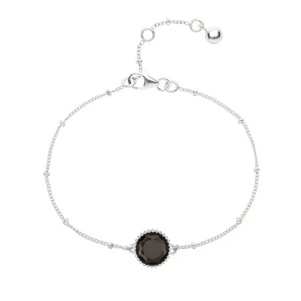 AUREE JEWELLERY Brown / Silver Barcelona Silver November Birthstone Bracelet Smokey Quartz - Brown/silver