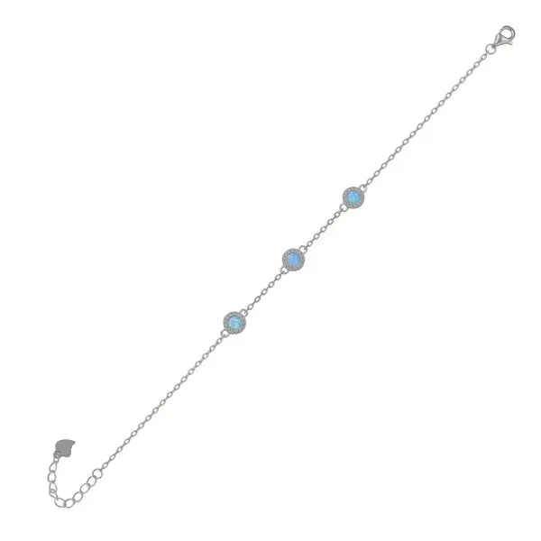 SPERO LONDON Silver / Blue Blue Opal Jewelled Sterling Silver Bracelet - Silver/blue