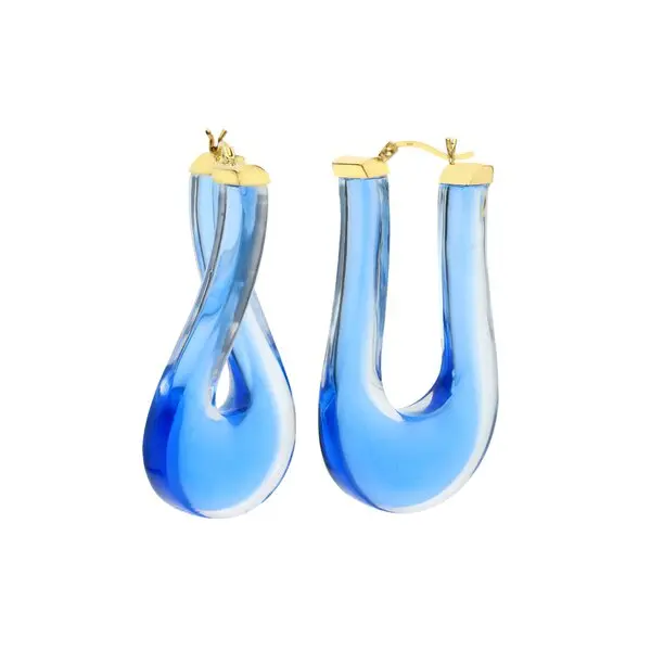 GOLD & HONEY Large Horseshoe Hoops - Blue