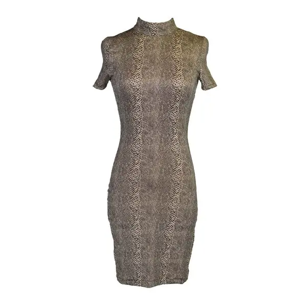 JENNAFER GRACE Viper Villain Mockneck Mini Dress - Brown