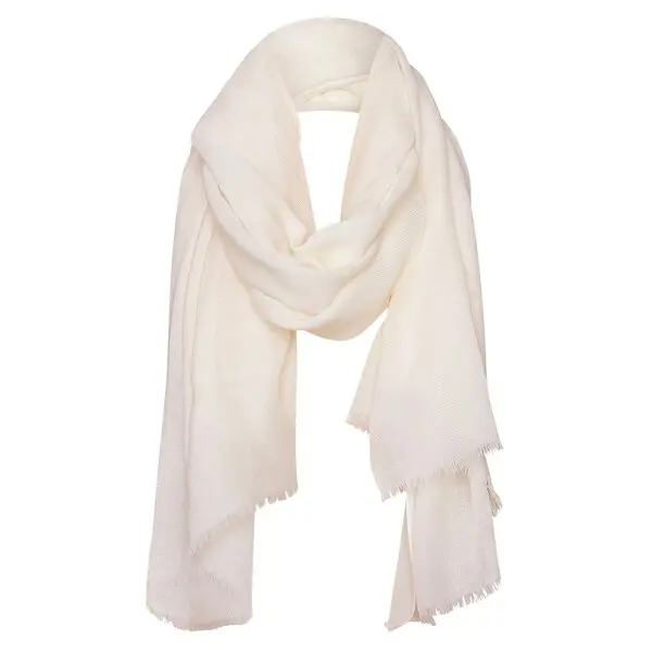 ALIE STREET LONDON Neutrals Aurielle Silk Wool Scarf Cream - White