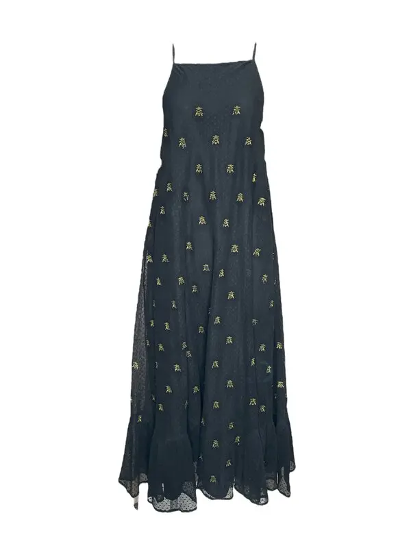 ANY OLD IRON Gold / Black Embroidered Wasp Halter Dress - Gold/black