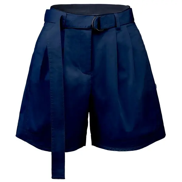 SMART AND JOY Buckle And Front Pleats Cotton Shorts Navy - Blue