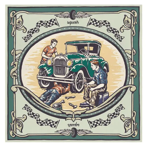 SQUAÏR Mechanica Heritage Cotton Bandana - Green
