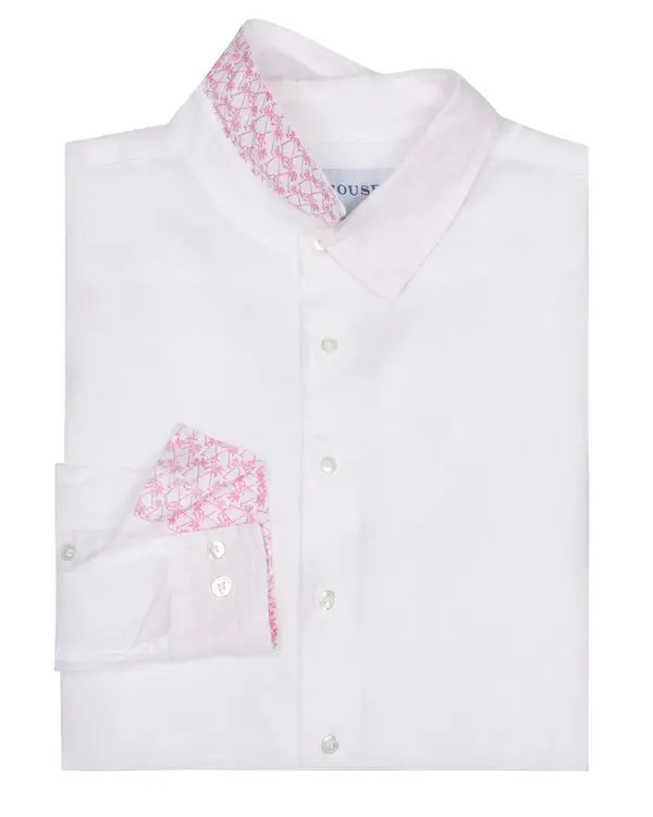 PINK HOUSE Linen Shirt Plain Classic - White