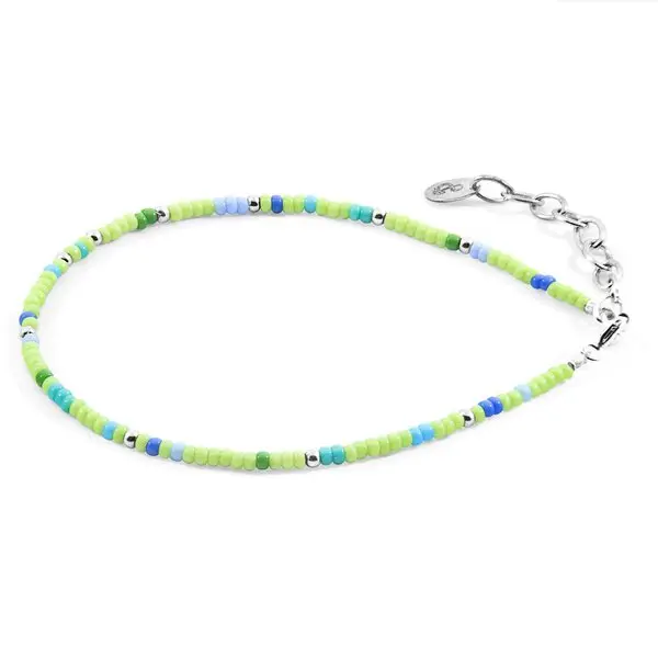 ANCHOR & CREW Silver / Green Green Turquoise Ellie Silver & Miyoko Glass Bracelet - Silver/green