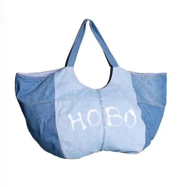 LOVE AND NOSTALGIA Hobo Patchwork Bag - Blue