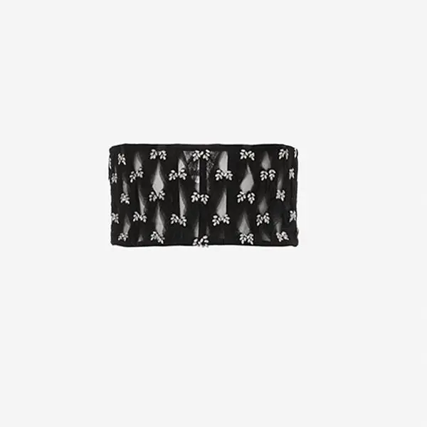NISSA Handmade-embellishts Tulle Waist Belt - Black