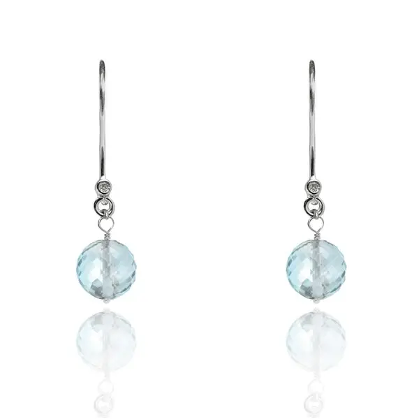 KAIZARIN Aquamarine Drop Earrings March Birthstone In White Gold - Blue