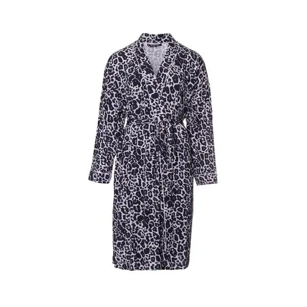 PRETTY YOU Bamboo Kimono In Luxe Leopard Print - Grey