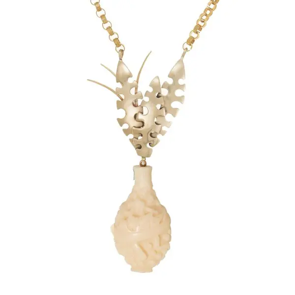 CASTLECLIFF Neutrals / Vase Pendant In Cream - Gold