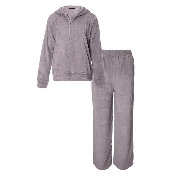 PRETTY YOU Cosy Chevron Co-ord Lounge Suit In Shale - Grey