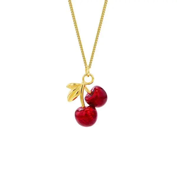 TRUE ROCKS Gold / Red Gold & Red Enamel Cherry Pendant - Gold/red