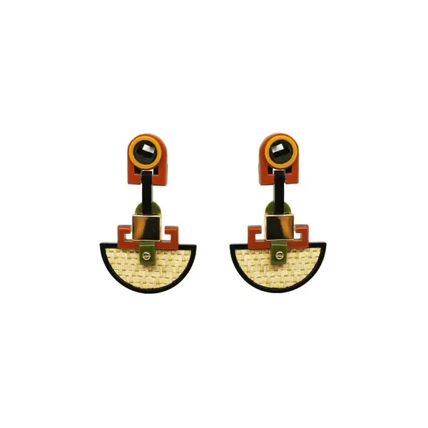 GISSA BICALHO Handmade Acrylic Earrings Ita - Black