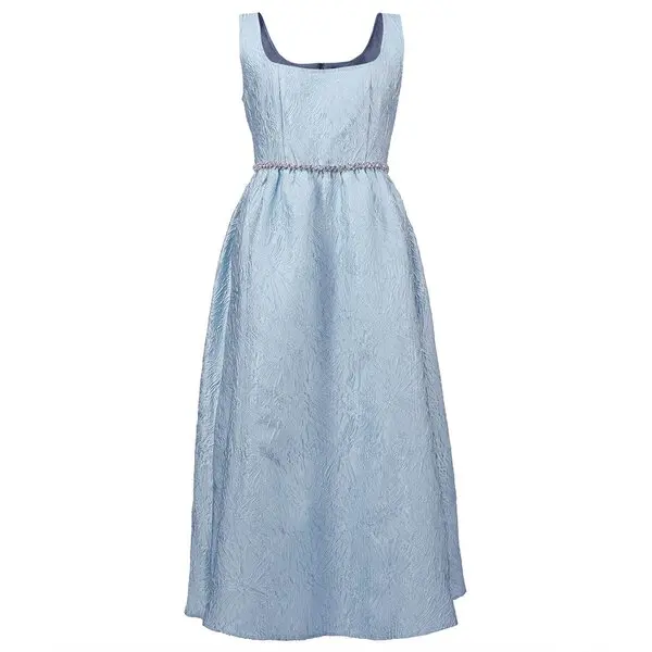 SMART AND JOY Fit-and-flare Textured Jacquard Dress - Blue