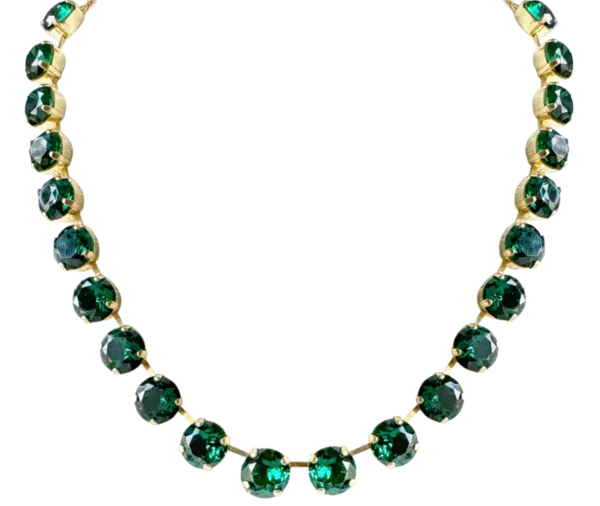 LAURA GRAY Adjustable Emerald Crystal Riviera Necklace - Green