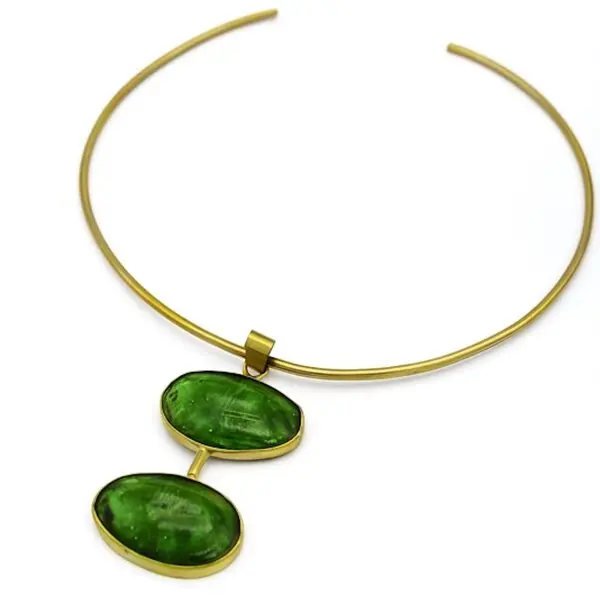 LALA SALAMA Glass Drop Choker - Green