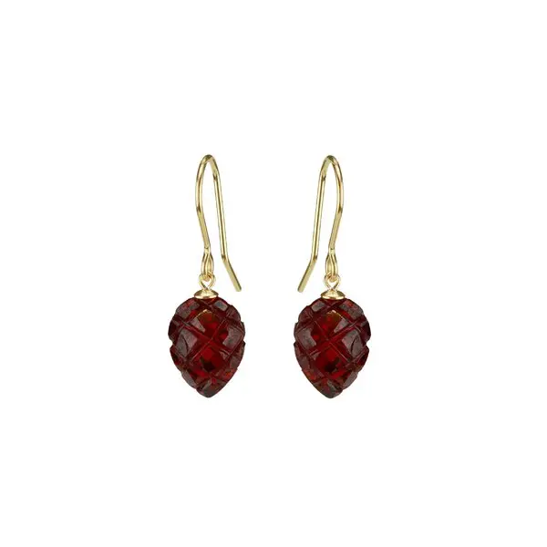MOUNIR LONDON Carved Garnet Zircon Leaf Earrings - Red