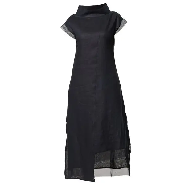 METAMORPHOZA Asymetric Linen Dress - Black