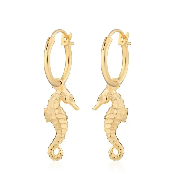 LILY CHARMED Plated Seahorse Charm Hoop Earrings - Gold