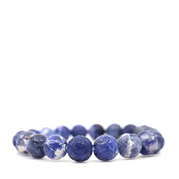 Shar Oke Blue / White Sodalite Shou Symbol Bracelet - Blue/white