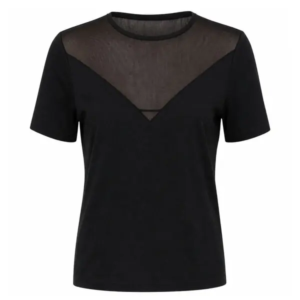 MARIANNE BY MARIE JORDANE Devon Organic Cotton T-shirt With Sheer Panel