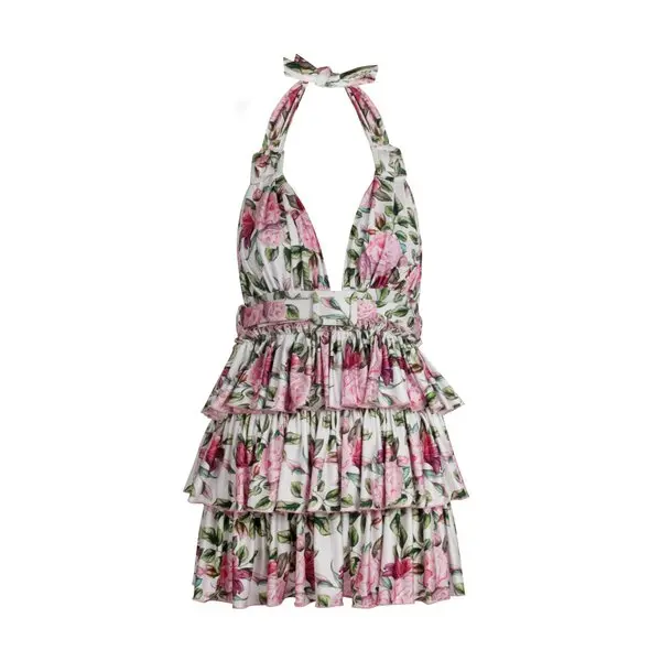 NUR KARAATA Bellano Rose Dress - White