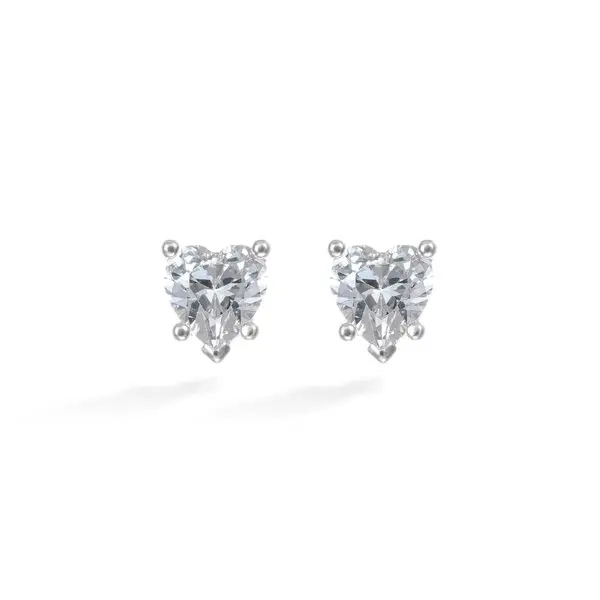 SHABELLA NYC Crystal Heart Earrings - Silver
