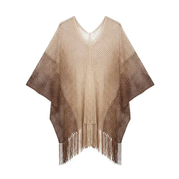 Saachi Metallic Fringe Poncho - Gold