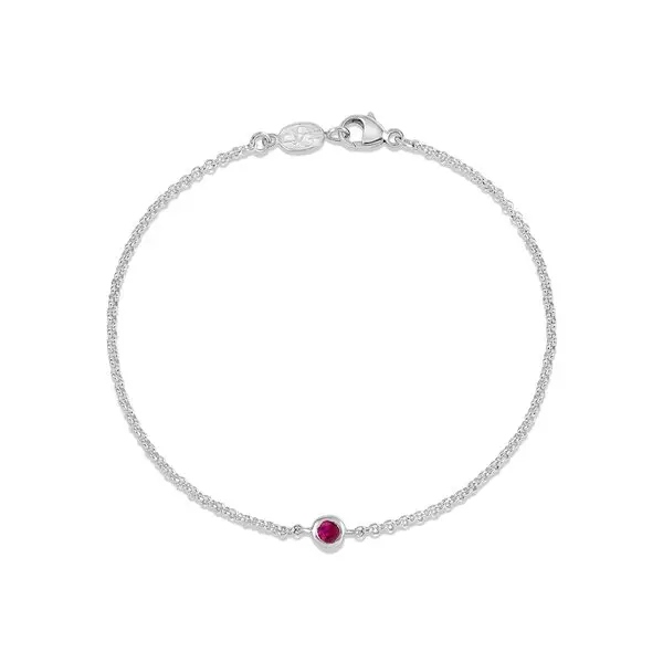 DOWER & HALL Single Ruby Dewdrop Chain Bracelet In Sterling - Silver