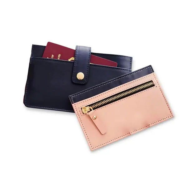 VIDA VIDA Orange / Blue Leather Two Part Travel Wallet - Orange/blue