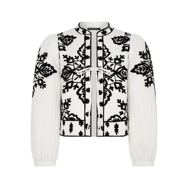 ROSE & NANCY Black / White Lori Black And White Padded Embroidered Jacket - Black/white