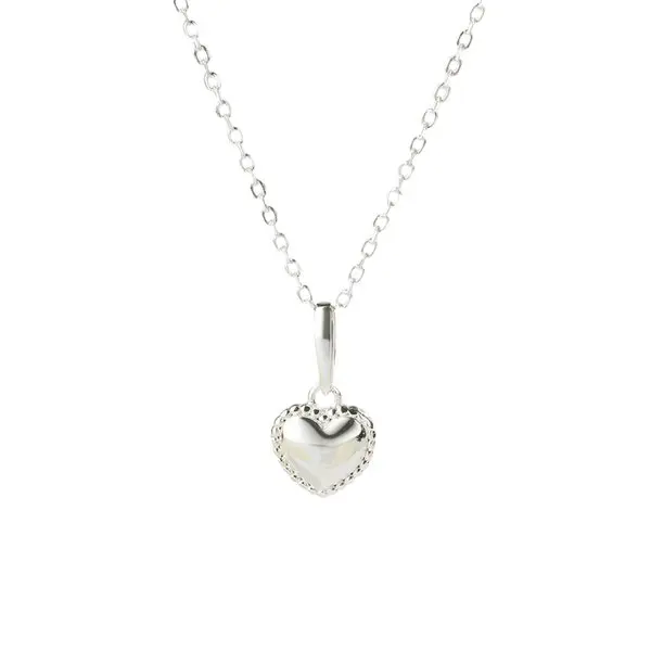 CLASSICHARMS 925 Sterling Carved Heart Pendant Necklace - Silver