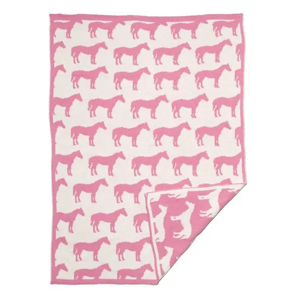 In2green Baby Reversible Cotton Knit Blanket Pony - Pink