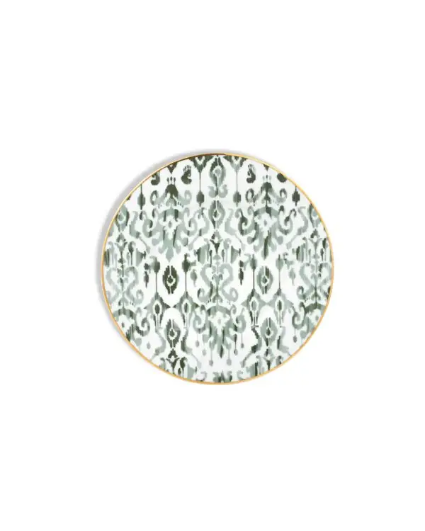 Mojjere Fine Porcelain Charger Plate White & Sage Design - Green