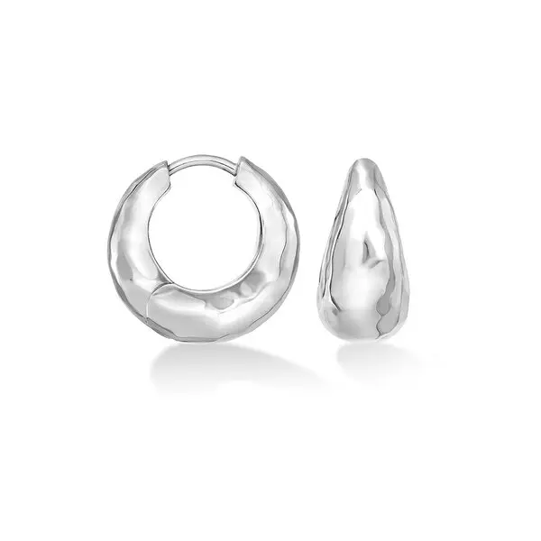 DOWER & HALL Chunky Tapered Nomad Huggie Hoops - Silver