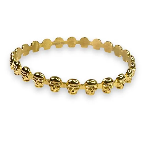 JAGGED HALO JEWELRY Eternity Skull Bangle Yellow - Gold