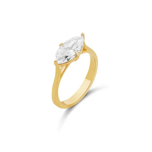 SHYMI Sideways Marquis Shape Cocktail Ring - Gold