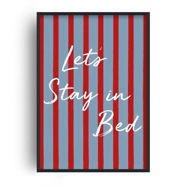 FANCLUB Blue / Red Let's Stay In Bed Exclusive Striped Retro Art Print - Blue/red