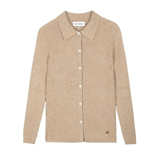 BEL CASHMERE Giselle Cashmere Cardigan Oatmeal - Brown