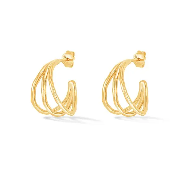 DOWER & HALL Small Triple Row Waterfall Hoops In Vermeil - Gold